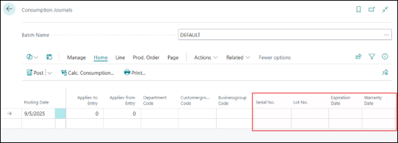 Use Edit in Excel on Output, Consumption, and Item Journals in ...
